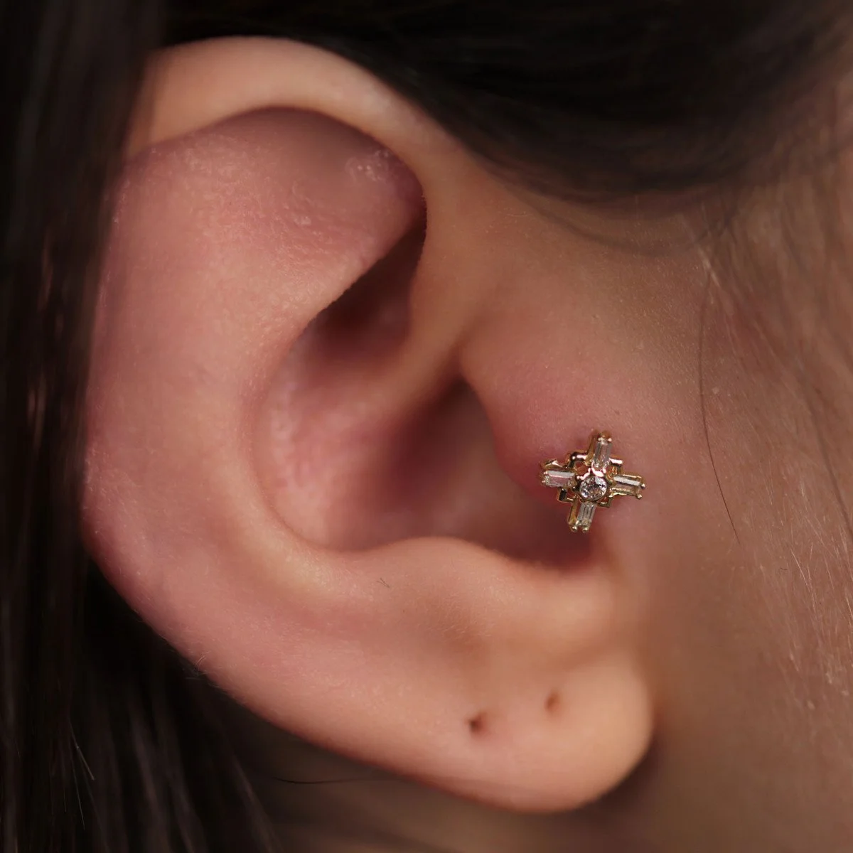 Cross Piercing | 14 Ayar Altın KÜPELER | Değerli Kuyumculuk